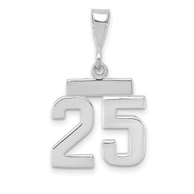 14K White Gold Small Polished Number 25 Pendant at BillyTheTree Jewelry