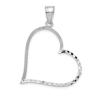 14K White Gold Solid Shiny-Cut Large Reversible Heart Pendant at ...