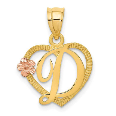 14K Yellow & Rose Gold Initial D In Heart Pendant at BillyTheTree Jewelry