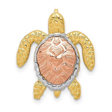 14k Yellow & Rose Gold with Rhodium Turtle Slide Pendant at ...