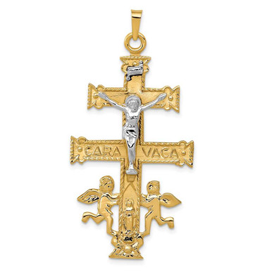 14K Yellow & White Gold Cara Vaca Crucifix Pendant C1427 at ...