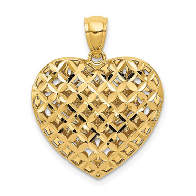 14K Yellow & White Gold Filigree & Basket Weave Reversible Heart ...