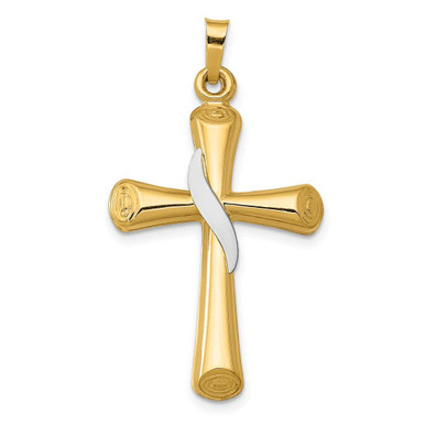 14K Yellow & White Gold Hollow Methodist Cross Pendant XR266 at ...
