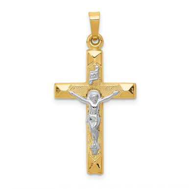14K Yellow & White Gold Inri Hollow Latin Crucifix Pendant XR311 at ...