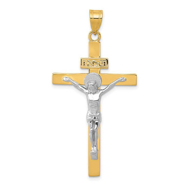 14K Yellow & White Gold Inri Latin Crucifix Pendant D3666 at ...