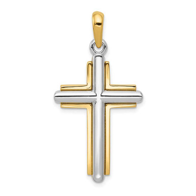 14K Yellow & White Gold Latin Cross Pendant CG10 at BillyTheTree Jewelry