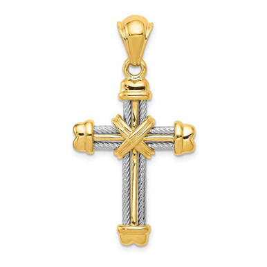 14K Yellow & White Gold Latin Cross Pendant D254 at BillyTheTree Jewelry