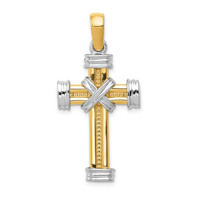 14K Yellow & White Gold Latin Cross Pendant K2171 at BillyTheTree Jewelry