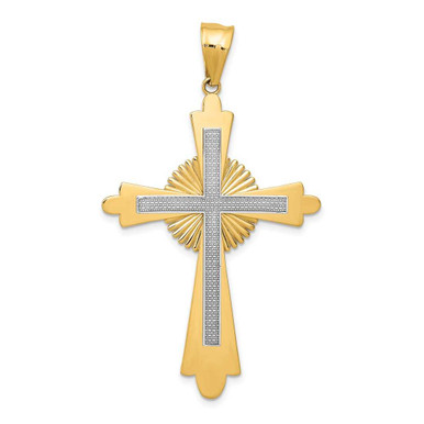 14K Yellow & White Gold Polished Cross Pendant at BillyTheTree Jewelry