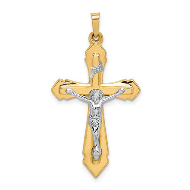 14K Yellow & White Gold Polished Inri Crucifix Pendant XR1658 at ...