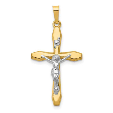 14K Yellow & White Gold Polished Inri Latin Crucifix Pendant XR1637 at ...
