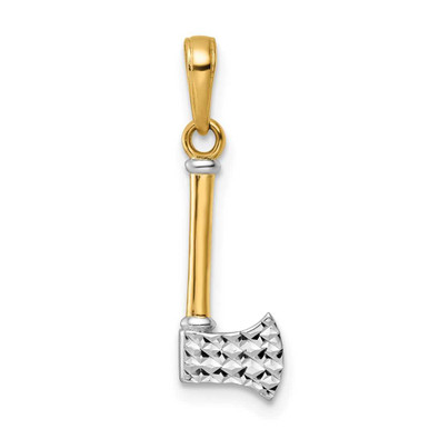 14k Yellow Gold & White Rhodium Shiny-Cut Axe Pendant at BillyTheTree ...