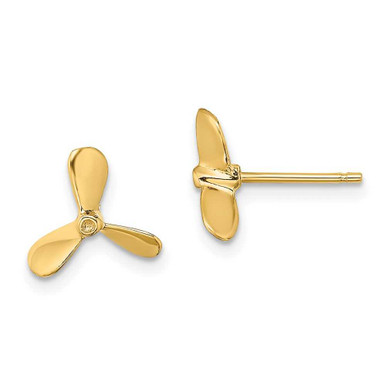 14K Yellow Gold 2-D Propeller Post Earrings at BillyTheTree Jewelry