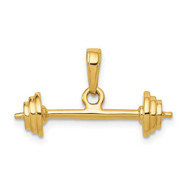 14K Yellow Gold 3-D Barbell Pendant at BillyTheTree Jewelry