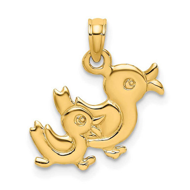 14K Yellow Gold 3-D Double Ducks Pendant at BillyTheTree Jewelry