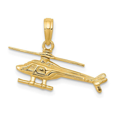 14K Yellow Gold 3-D Helicopter Pendant at BillyTheTree Jewelry
