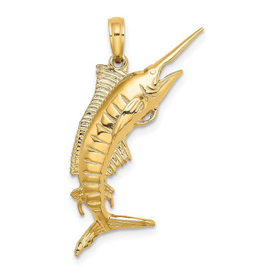 14K Yellow Gold 3-D Polished Blue Marlin Pendant at BillyTheTree Jewelry