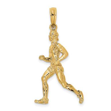 14K Yellow Gold 3-D Polished Runner (Jogger) Pendant at BillyTheTree ...