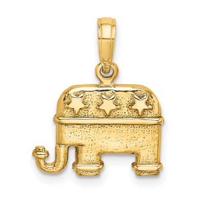 14K Yellow Gold 3-D Textured Republican Elephant Pendant at ...