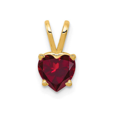 14K Yellow Gold 6mm Heart Created Ruby pendant at BillyTheTree Jewelry
