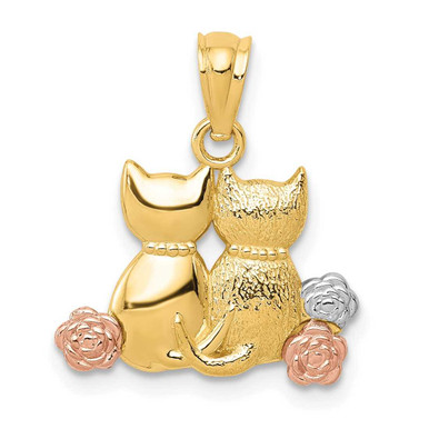 14K Yellow Gold and Rhodium Cats Pendant at BillyTheTree Jewelry