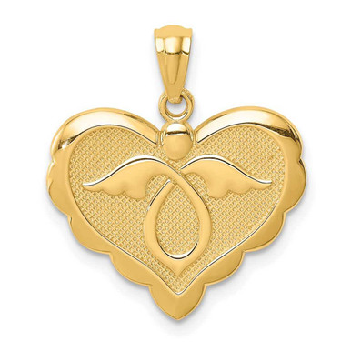 14K Yellow Gold Angel In Heart Pendant at BillyTheTree Jewelry