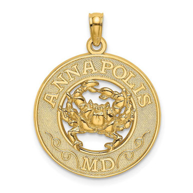 14K Yellow Gold Annapolis, MD Round Frame w/ Crab Pendant at ...