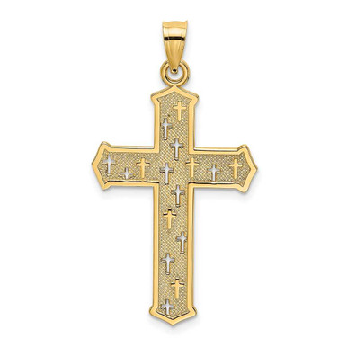 14K Yellow Gold Arrow Tip Cross w/ Cross Accents Pendant at ...