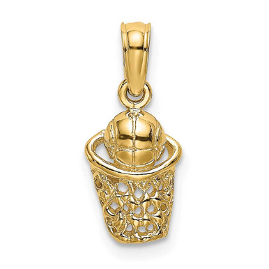 14K Yellow Gold Basketball w/ Net Pendant at BillyTheTree Jewelry