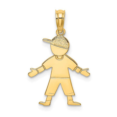 14K Yellow Gold Boy w/ Baseball Cap Pendant at BillyTheTree Jewelry