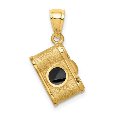 14k Yellow Gold Brushed & Polished Enameled Camera Pendant at ...