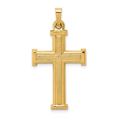 14K Yellow Gold Brushed & Polished Latin Cross Pendant XR1425 at ...