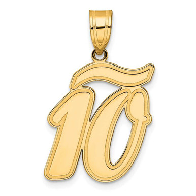 14K Yellow Gold Brushed Border Script Number 10 Pendant at BillyTheTree ...