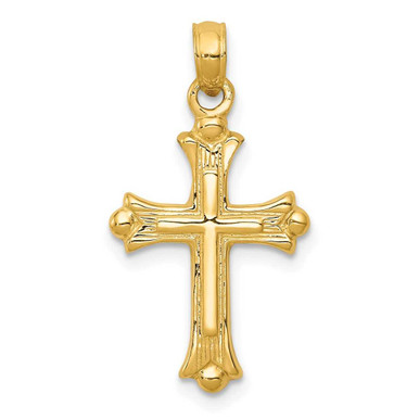 14K Yellow Gold Budded Cross Pendant C3827 at BillyTheTree Jewelry