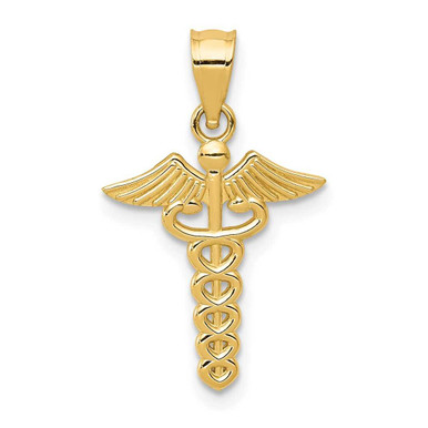 14K Yellow Gold Caduceus Medical Pendant at BillyTheTree Jewelry