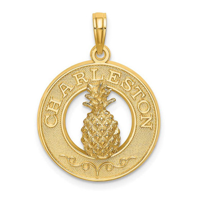 14K Yellow Gold Charleston On Round Frame w/ Pineapple Pendant at ...