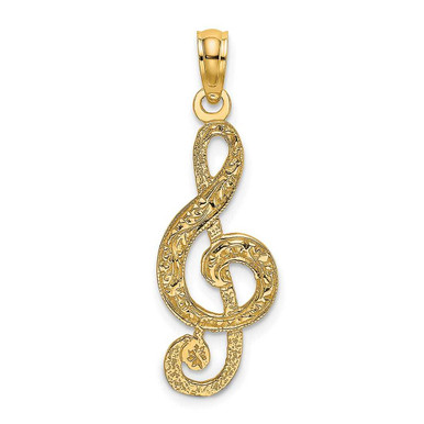 14K Yellow Gold Clef Note Pendant at BillyTheTree Jewelry
