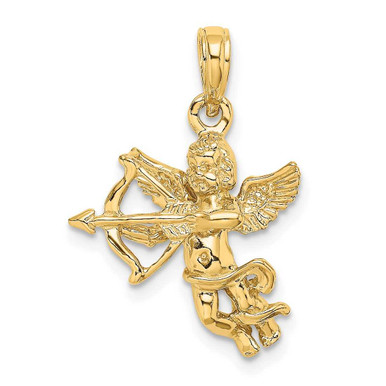 14K Yellow Gold Cupid w/ Bow and Arrow Pendant at BillyTheTree Jewelry