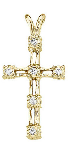 14K Yellow Gold Diamond Cross Pendant (Chain NOT included) at ...
