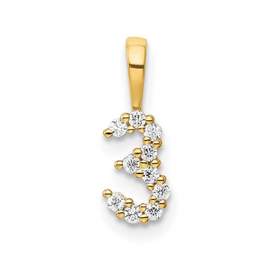 14K Yellow Gold Diamond Number 3 Pendant at BillyTheTree Jewelry
