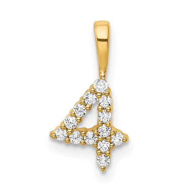 14K Yellow Gold Diamond Number 4 Pendant at BillyTheTree Jewelry