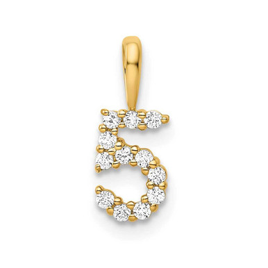 14K Yellow Gold Diamond Number 5 Pendant at BillyTheTree Jewelry