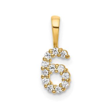 14K Yellow Gold Diamond Number 6 Pendant at BillyTheTree Jewelry