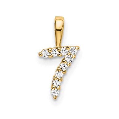 14K Yellow Gold Diamond Number 7 Pendant at BillyTheTree Jewelry