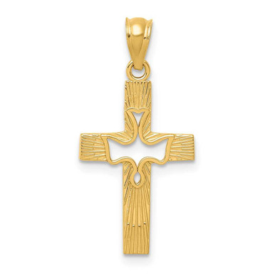 14K Yellow Gold Dove Cross Pendant REL122 at BillyTheTree Jewelry