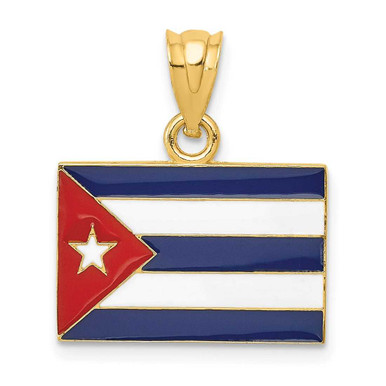 14K Yellow Gold Enameled Cuba Flag Pendant at BillyTheTree Jewelry