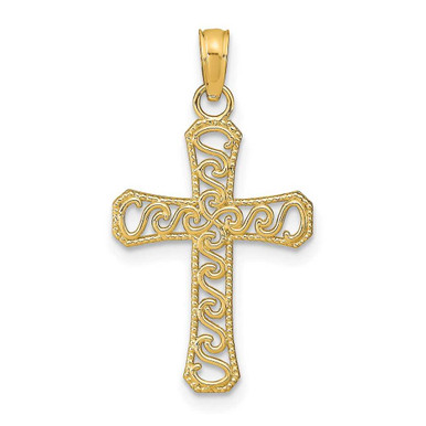 14K Yellow Gold Fancy Cross Pendant at BillyTheTree Jewelry