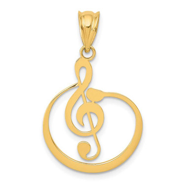 14K Yellow Gold G Clef Musical Note Pendant at BillyTheTree Jewelry
