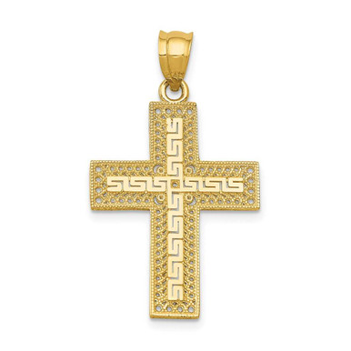 14K Yellow Gold Greek Filigree Cross Pendant at BillyTheTree Jewelry