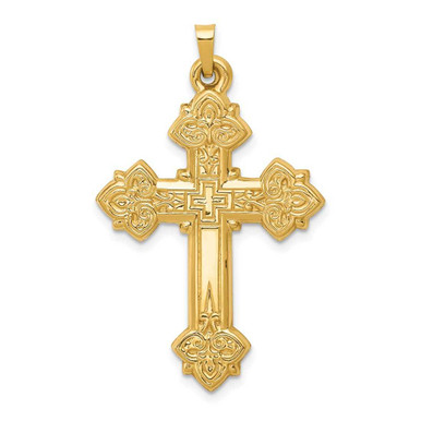 14K Yellow Gold Hollow Cross Pendant XR217 at BillyTheTree Jewelry